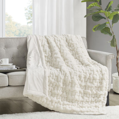 Madison Park Ruched Fur Throw - JCPenney