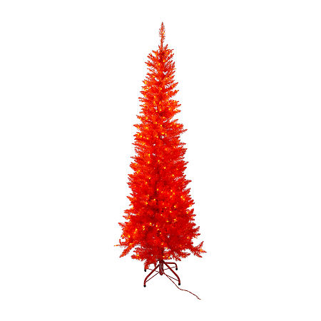 Click here for Kurt Adler 6 Foot Pre-Lit Orange Slim Tree  One Si... prices