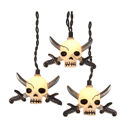 Click here for Kurt Adler UL 10-Light Skull with Silver Sword Lig... prices
