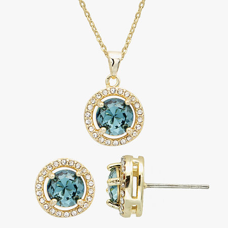 Click here for Sparkle Allure Halo Womens Blue Crystal 14K Gold O... prices