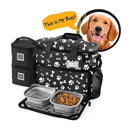 Mobile Dog Gear Week Away Bag (Med/Lg Dogs) - Black w/ white paw print