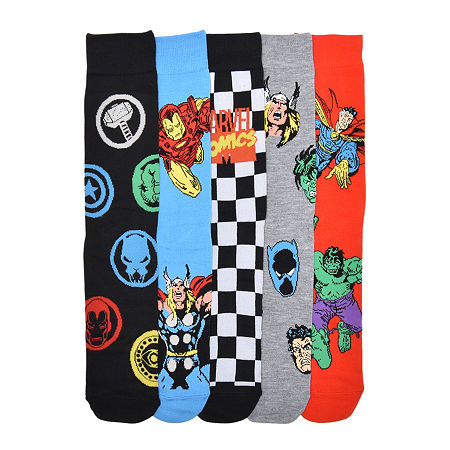 Click here for Mens 5 Pair Marvel Crew Socks  10-13  Black prices