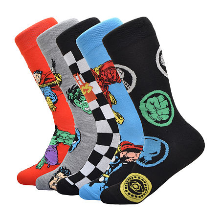 Click here for Mens 5 Pair Marvel Crew Socks  10-13  Black prices
