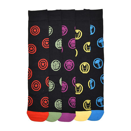 Click here for Mens 5 Pair Avengers Crew Socks  10-13  Red prices