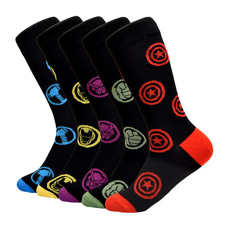 Click here for Mens 5 Pair Avengers Crew Socks  10-13  Red prices