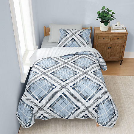 Truly Soft Lars Plaid 3-Pc. Quilt Set  King - Blue