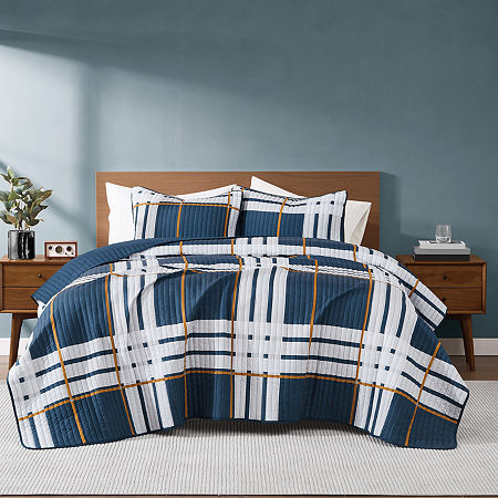 Truly Soft Henry Plaid 3-Pc. Quilt Set  King - Blue