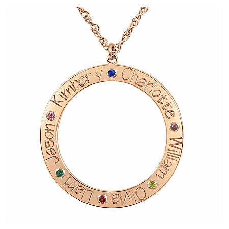 Click here for Personalized Birthstone Family Name Circle Pendant... prices