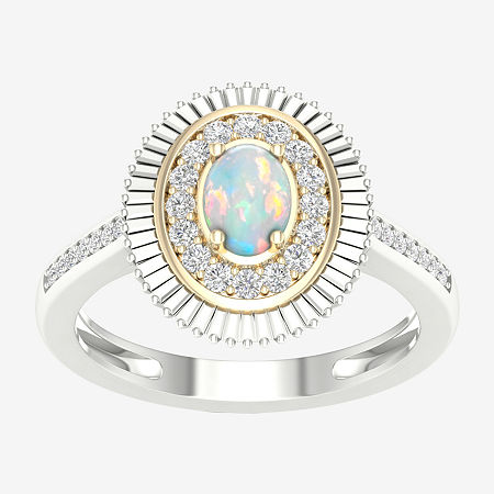 Click here for Womens Lab Created White Opal 10K Gold Sterling Si... prices