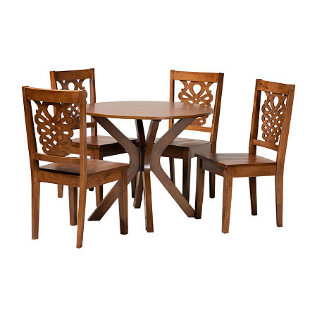 Baxton Studio Liese Walnut Brown Finished Wood 5pc. Dining Set