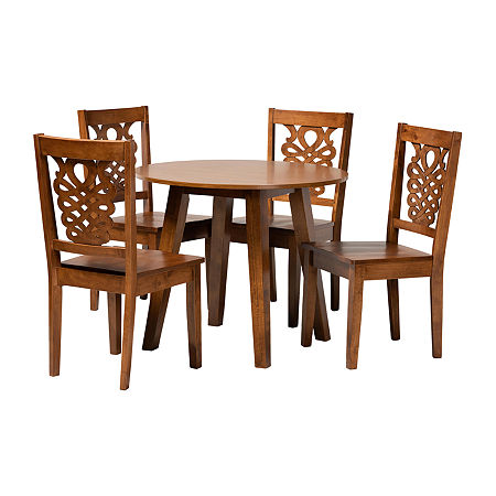 Baxton Studio Mina Walnut Brown Finished Wood 5pc. Dining Set