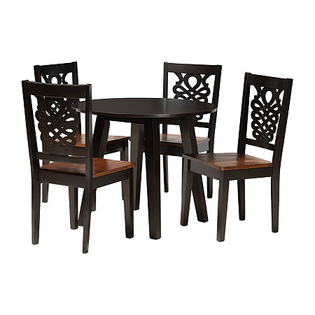 Baxton Studio Mina 2-Tone Dark Brown/Walnut Brown 5pc. Dining Set