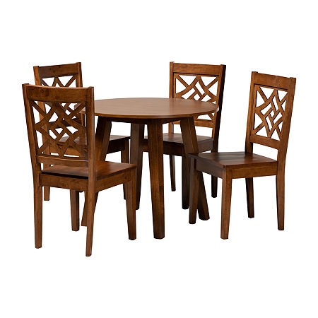 Baxton Studio Rava Walnut Brown Finished Wood 5pc. Dining Set