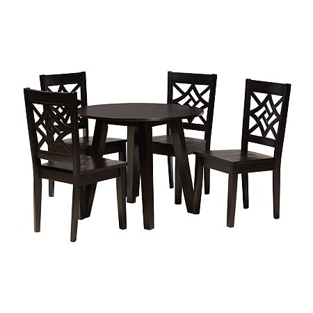 Baxton Studio Rava Dark Brown Finished Wood 5pc. Dining Set