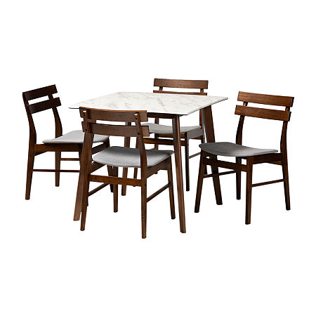 Baxton Studio Richmond Modern Walnut Brown Wood 5pc. Dining Set