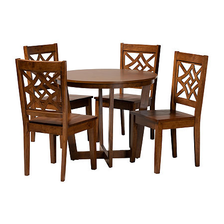 Baxton Studio Brava Walnut Brown Finished Wood 5pc. Dining Set