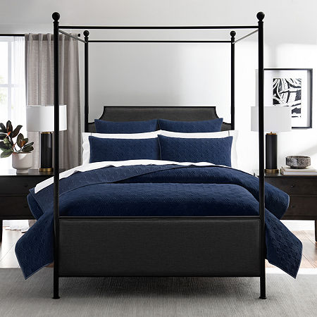 Click here for Fieldcrest Diamond Velvet Quilt  One Size  Blue prices