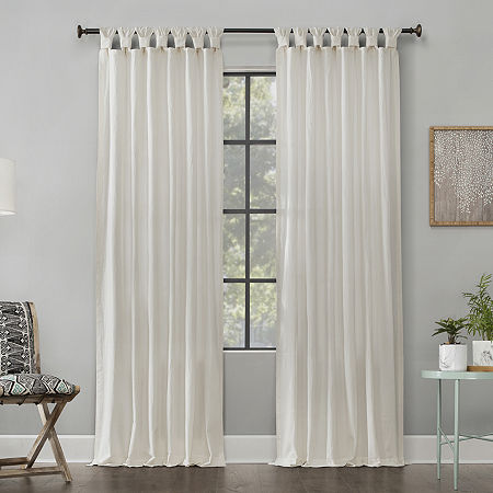 Washed Cotton Twist Tab Curtain - Ivory