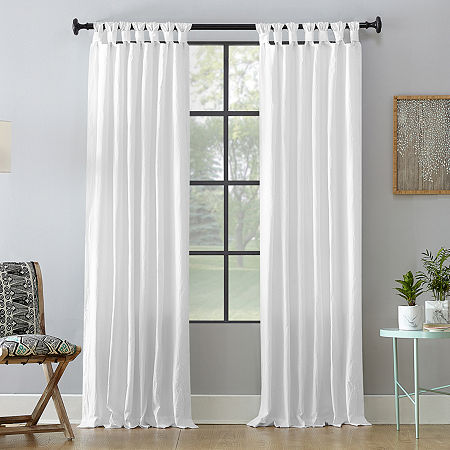 Washed Cotton Twist Tab Curtain - White