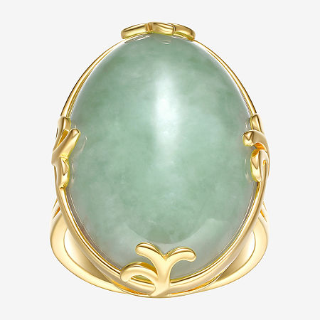 Click here for Womens Genuine Green Jade 18K Gold Over Silver Ova... prices