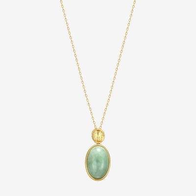 Good Fortune Womens Genuine Green Jade 18K Gold Over Silver Oval 18 ...