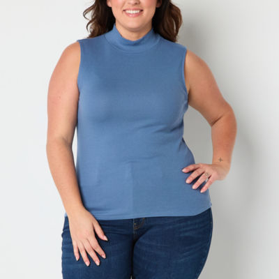 a.n.a Womens Plus Mock Neck Sleeveless Tank Top - JCPenney