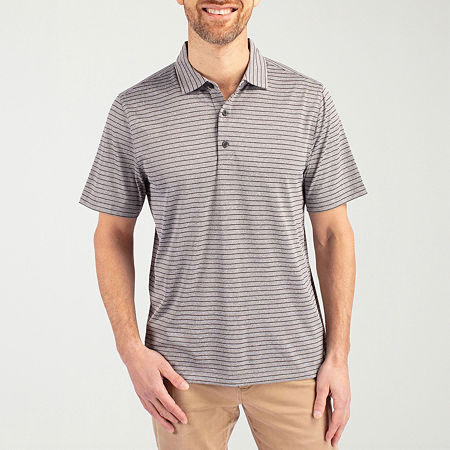 Cutter & Buck Mens Forge Eco Heather Stripe Stretch Recycled Polo - Elemental grey heather