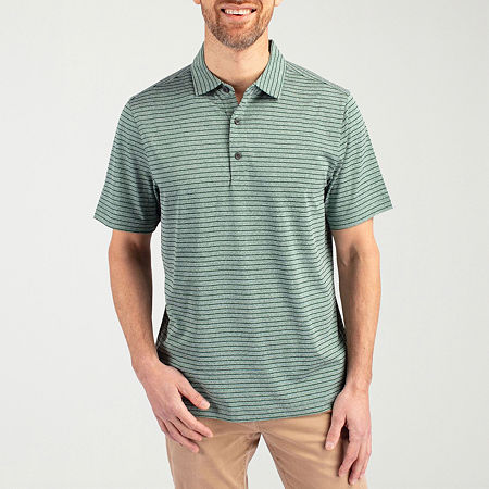 Cutter & Buck Mens Forge Eco Heather Stripe Stretch Recycled Polo - Hunter heather