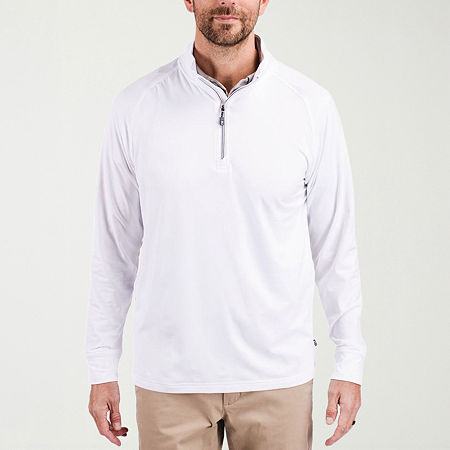 Cutter & Buck Adapt Eco Knit Stretch Recycled Mens Quarter Zip Pullover Jacket - White