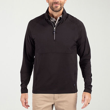 Cutter & Buck Mens Adapt Eco Knit Hybrid Recycled Quarter Zip - Black