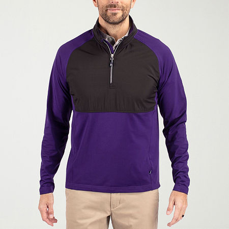 Cutter & Buck Mens Adapt Eco Knit Hybrid Recycled Quarter Zip - College purple/black