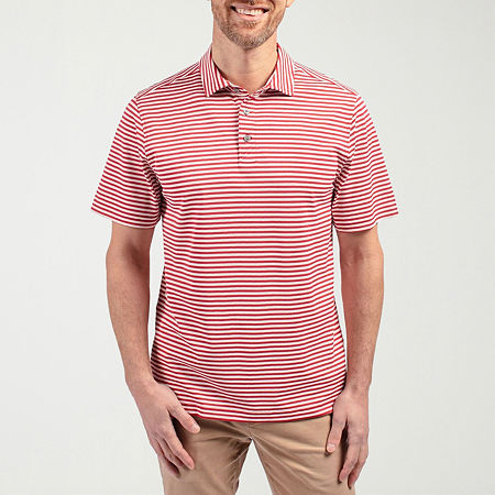 Cutter & Buck Mens Virtue Eco Pique Stripe Recycled Polo - Cardinal red