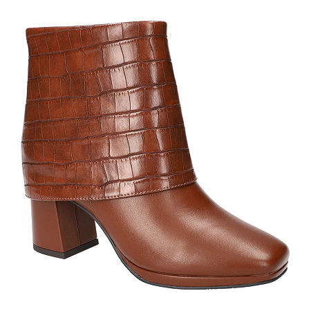 Easy Street Womens Sutton Square Toe Ankle Boots - Tan Croco