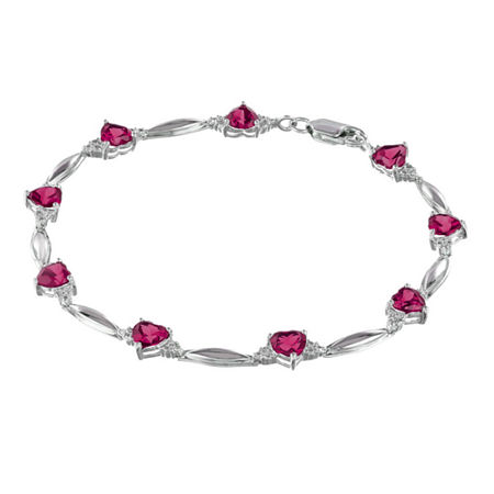 Click here for Lab-Created Ruby Heart-Shaped Sterling Silver Brac... prices