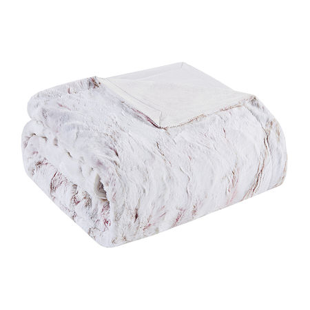 Madison Park Sachi Faux-Fur Throw  60 x 70 - Blush