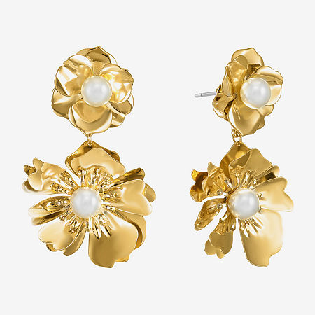 Click here for Bijoux Bar Gold Tone Womens Simulated Pearl Flower... prices
