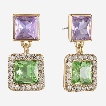 Click here for Monet Jewelry Double Womens Pink Glass Square Hypo... prices
