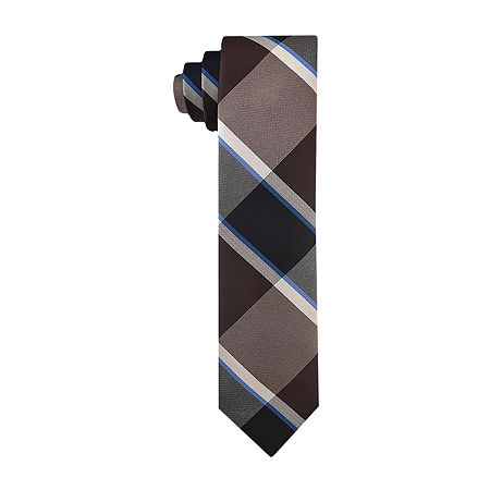Click here for J. Ferrar Plaid Tie  One Size  Beige prices