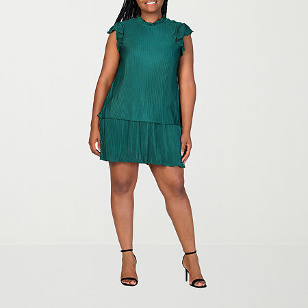 Click here for Plus Size 24/7 Comfort Apparel Pleated Tiered Mini... prices