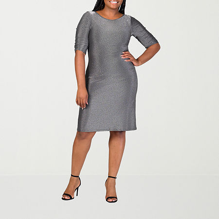 Click here for Plus Size 24/7 Comfort Apparel Shimmer Bodycon Min... prices