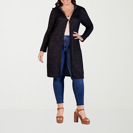 24seven Comfort Apparel Womens Long Sleeve Plus Cardigan  1x  Black