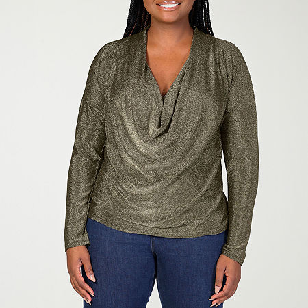 Click here for Plus Size 24/7 Comfort Apparel Cowl Neck Shimmery... prices