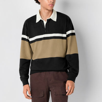 Arizona Big and Tall Mens Classic Fit Long Sleeve Striped Rugby Shirt ...