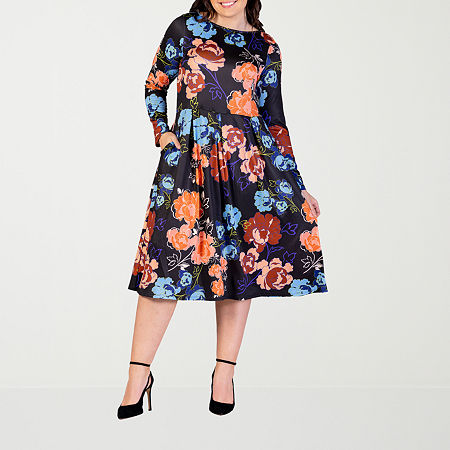 Click here for Plus Size 24/7 Comfort Apparel Black Floral Fit &... prices
