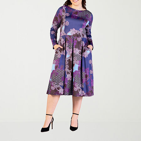 Click here for Plus Size 24/7 Comfort Apparel Purple Paisley Midi... prices