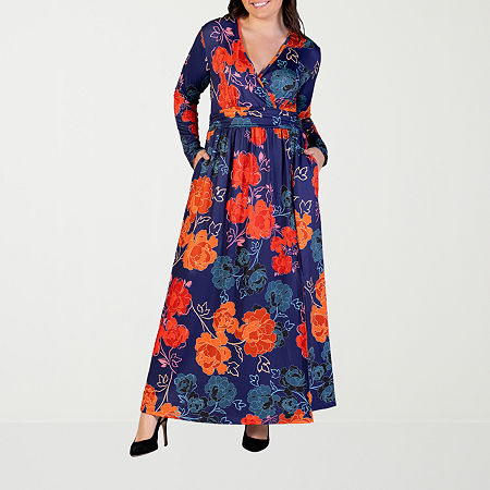 Click here for Plus Size 24/7 Comfort Apparel Floral Side Slit Em... prices