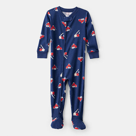 Click here for Carters Baby Boys Navy Printed Footed Long-Sleeve... prices
