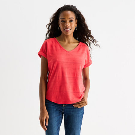 Click here for St. Johns Bay Womens V Neck Short Sleeve Blouse  S... prices