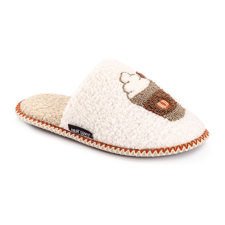 Muk Luks Womens Novelty Punch Needle Fall Scuff Slipper - Pumpkin spice latte