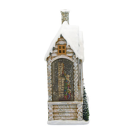 Click here for Roman 9h Lighted Swirl Log Cabin Sleeping Santa Ch... prices